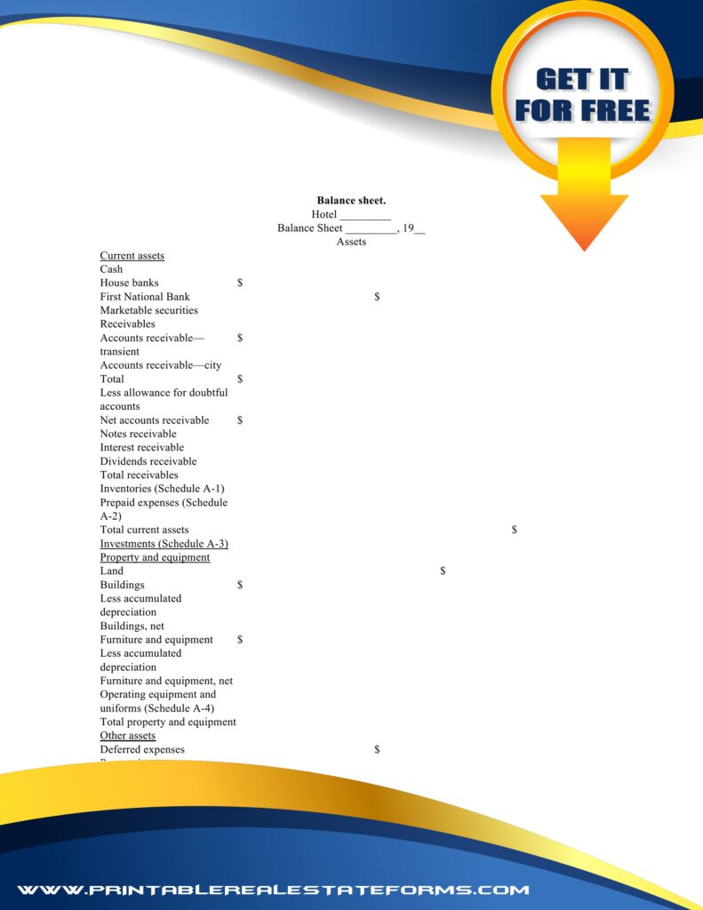 Sample Printable Balance Sheet Forms Template 2023 Sample Printable Balance Sheet Forms Template 2023