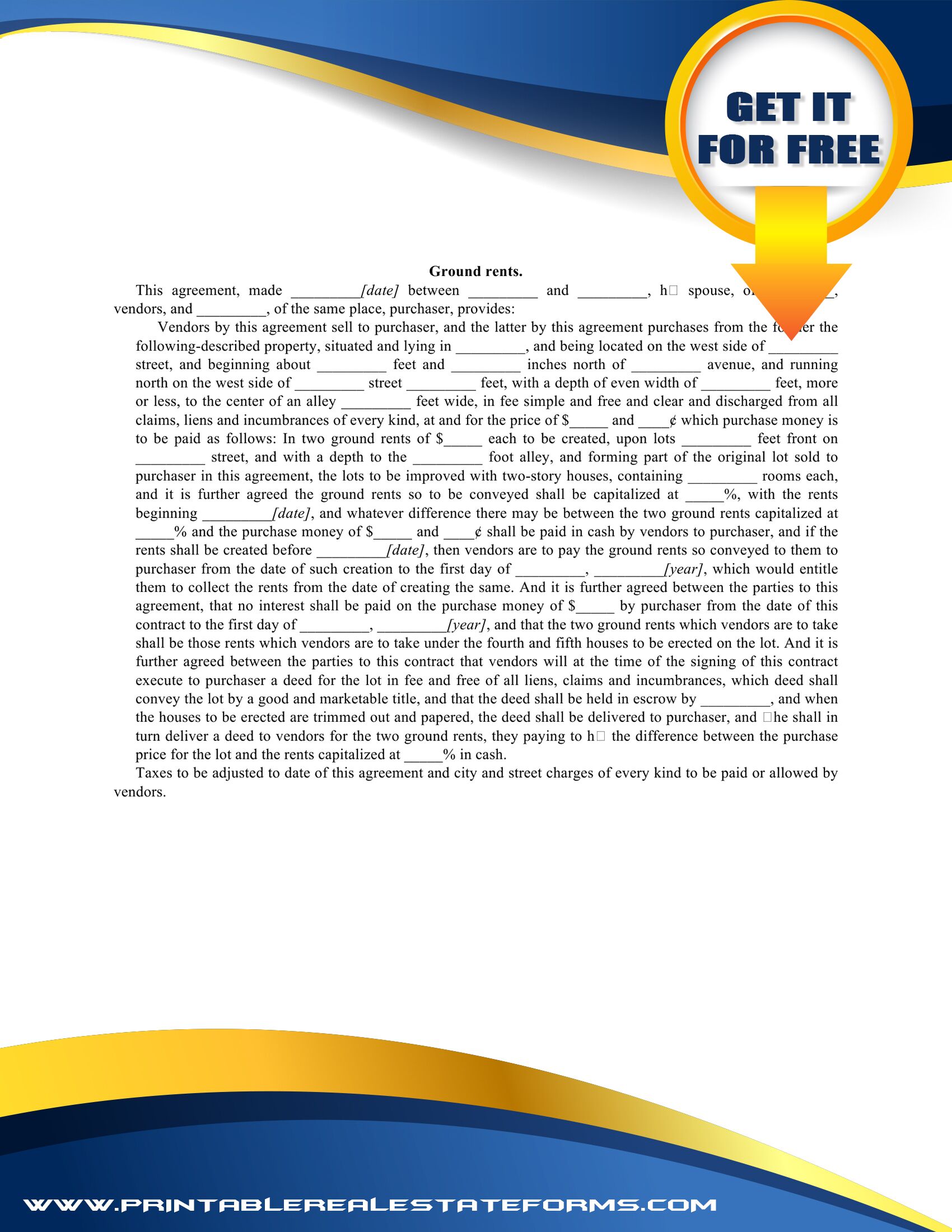 Sample Printable Ground Rents Forms Template 2023