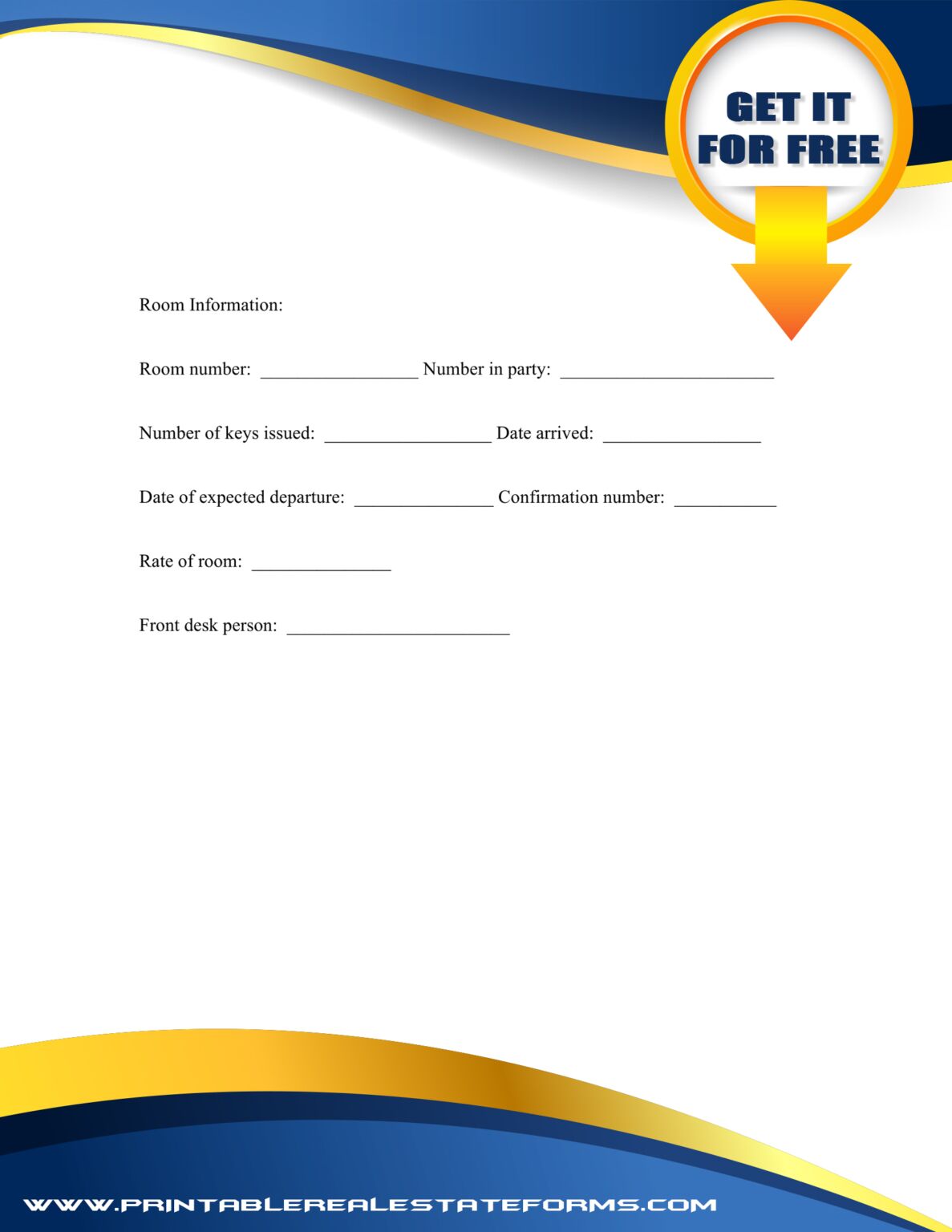 Sample Printable Guest Registration Forms Template 2025