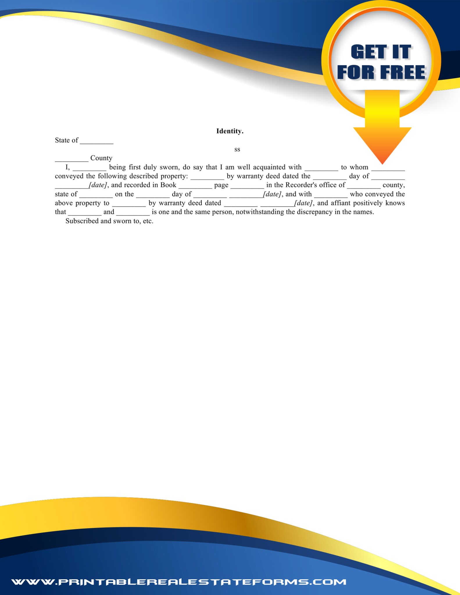 Sample Printable Identity Forms Template 2025