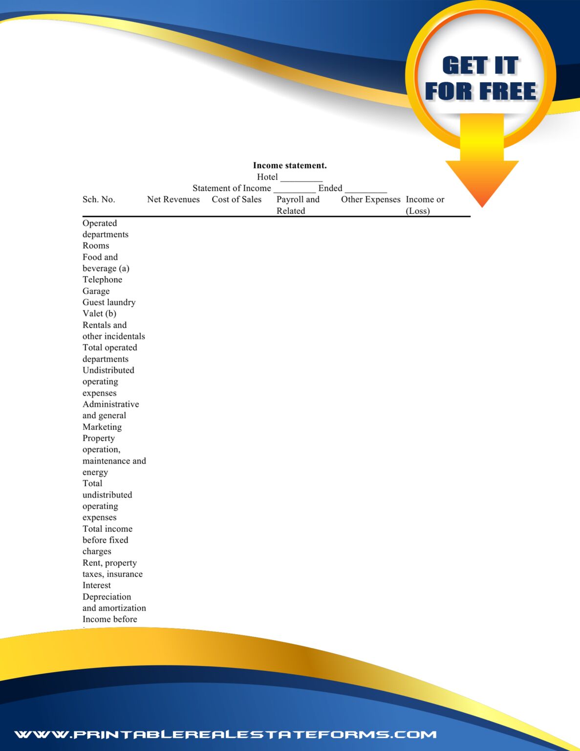 Sample Printable Income Statement Forms Template 2025