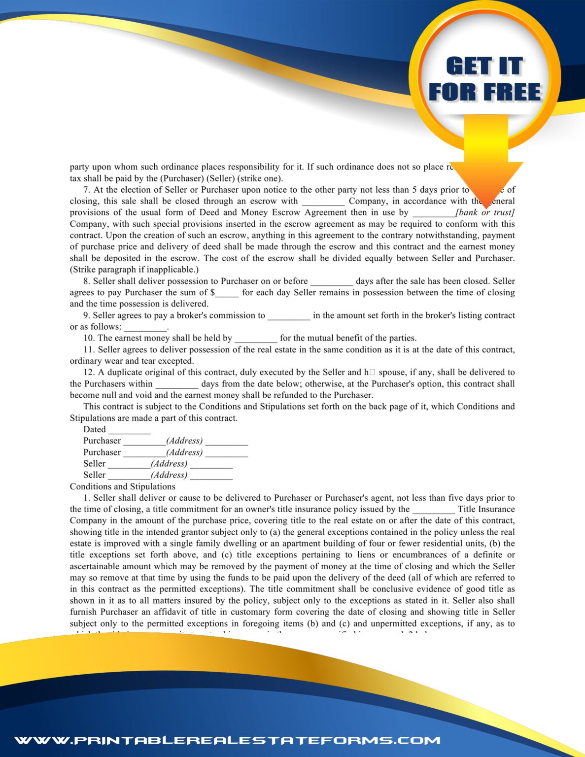 Sample Printable Residential Property-Sale Contingent Upon Buyer ...