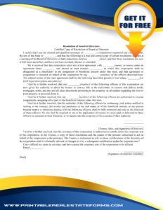 Get Sample Resolution Of Board Of Directors Form Template
