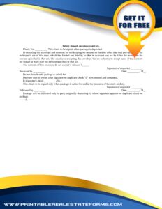 Sample Safety Deposit Envelope Contract Form Template Online
