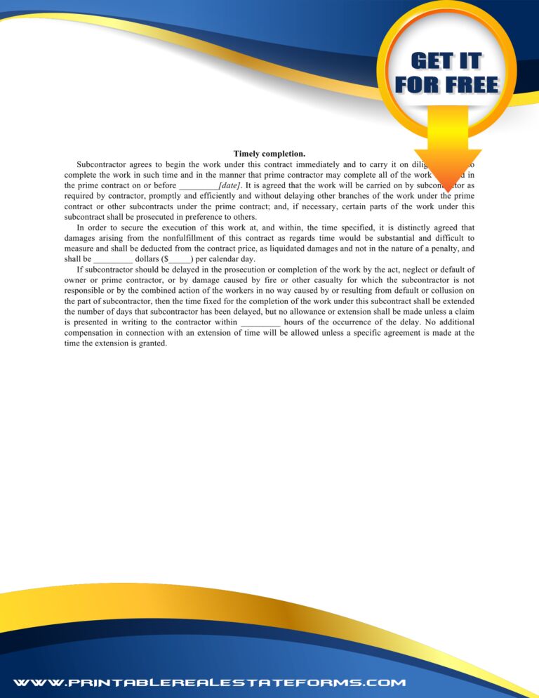 Sample Printable Timely Completion Forms Template 2023